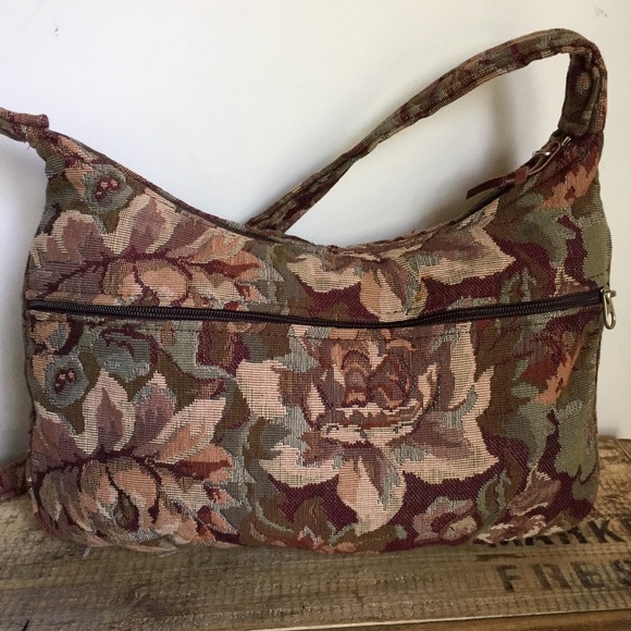 Bags | Vintage Floral Canvas Tapestry Shoulder Bag | Poshmark